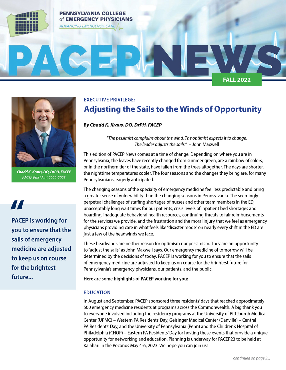 PACEP Newsletter - Current and Archive Issues - Pennsylvania College of ...